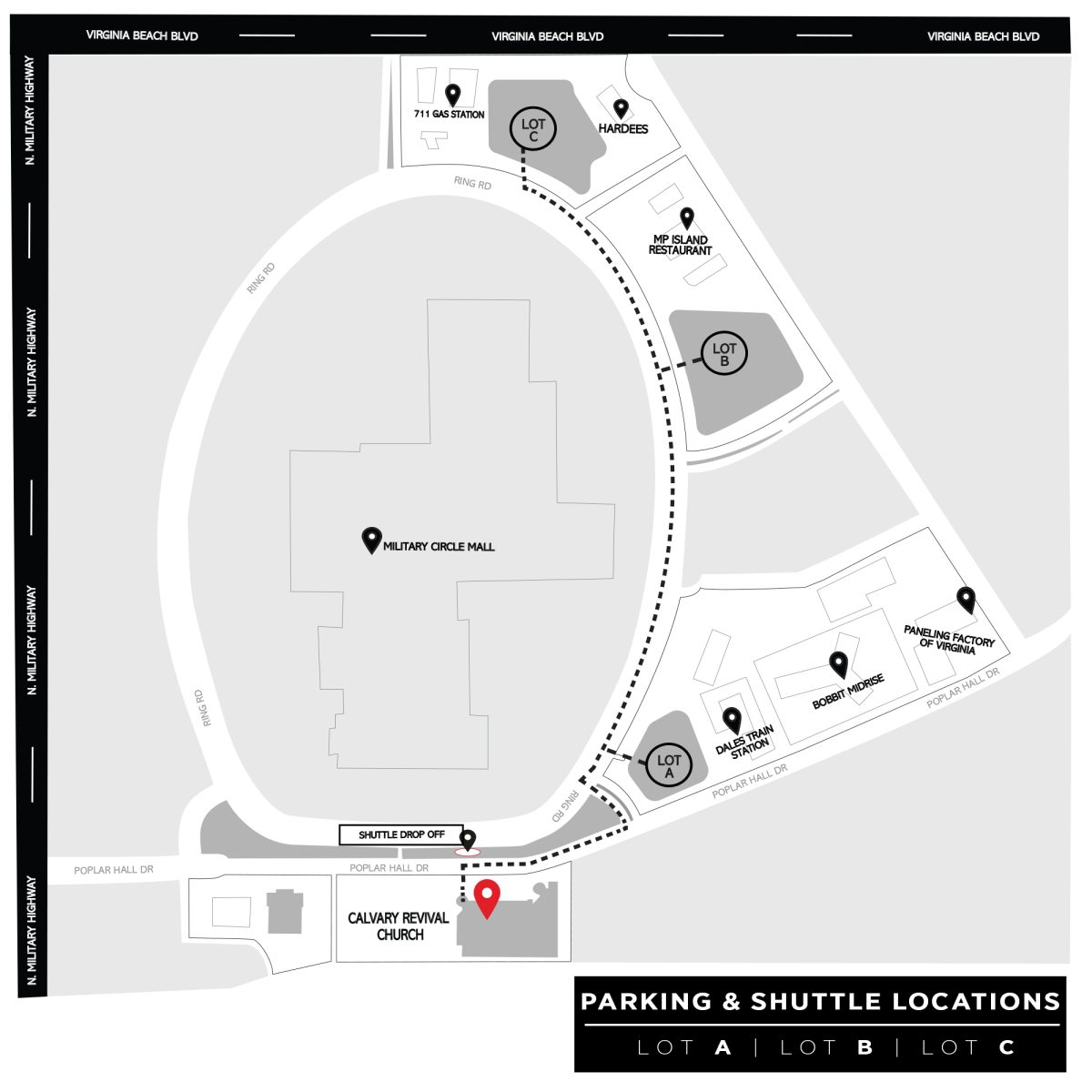 Parking Location Map - Calvary Revival Church